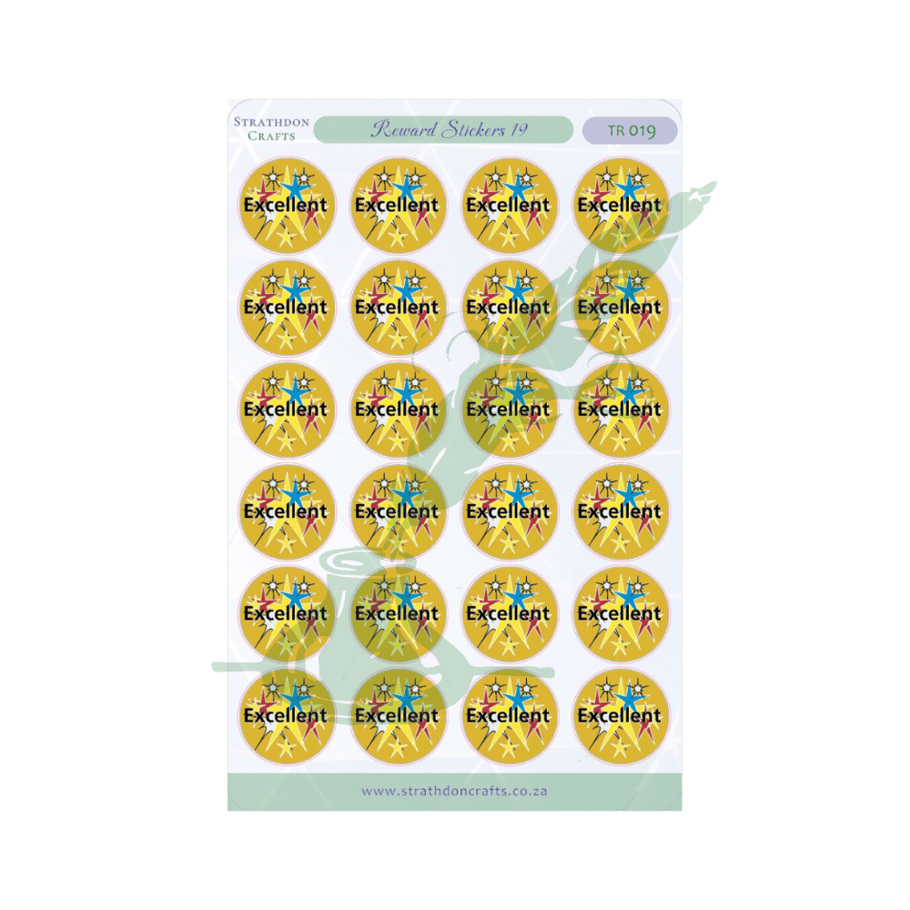 Teacher Reward Stickers Star - Excellent - Strathdon Crafts