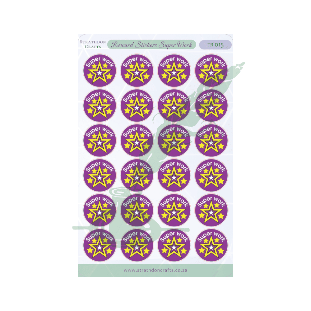 Teacher Reward Stickers Star - Super Work! - Strathdon Crafts